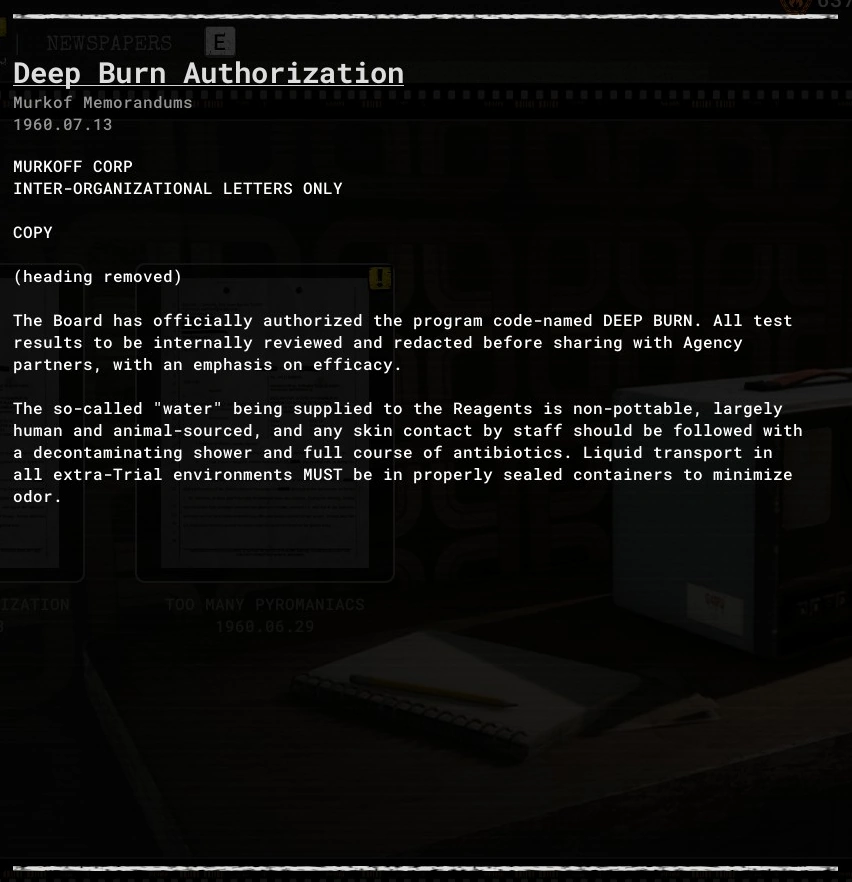 Deep Burn Authorization | Outlast Wiki | Fandom