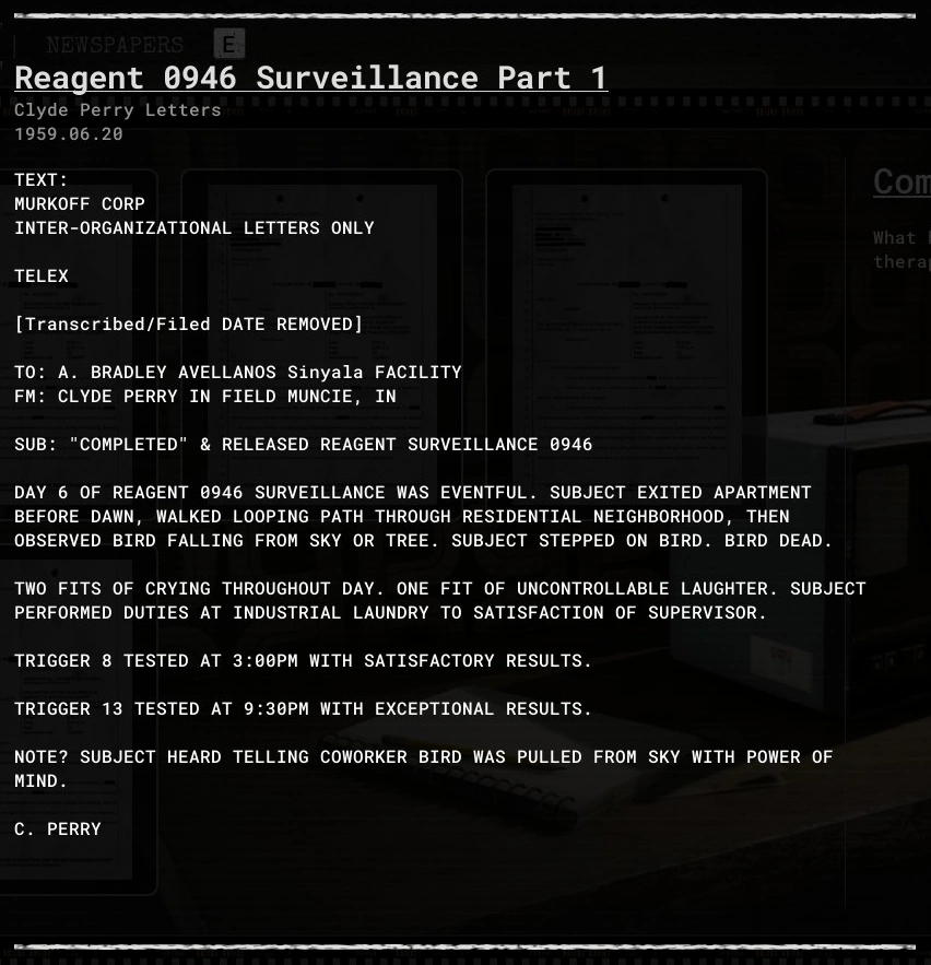 Reagent 0946 Surveillance Part 1 | Outlast Wiki | Fandom