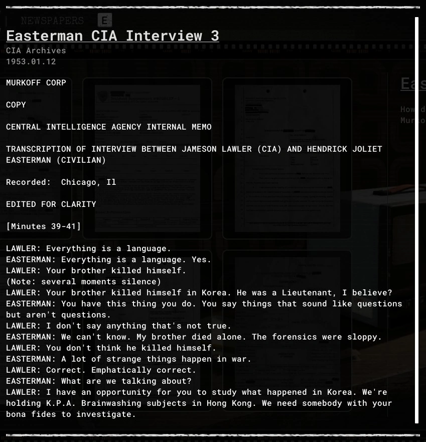 Easterman CIA Interview 3 | Outlast Wiki | Fandom