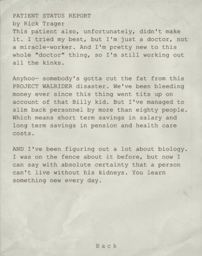 Project Walrider: Cost Report | Outlast Wiki | Fandom