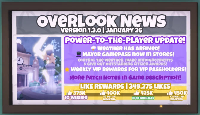 Overlook Bay:Power-To-The-Player Update | Overlook Bay Wiki | Fandom