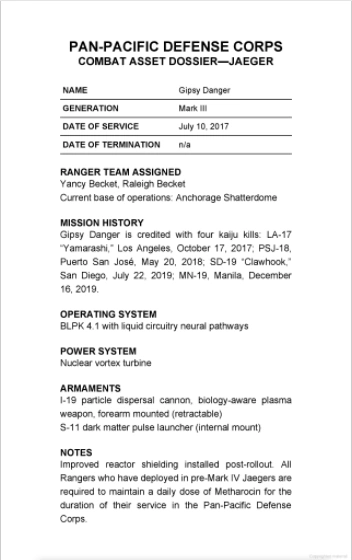 Pan Pacific Defense Corps Dossiers | Pacific Rim Wiki | Fandom