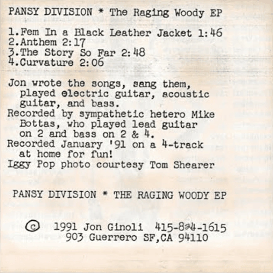The Raging Woody EP | Pansy Division Wiki | Fandom