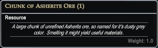 Chunk of asherite ore - Official Pantheon: Rise of the Fallen Wiki