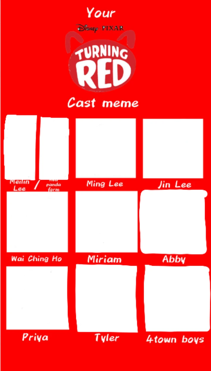 Turning Red Cast Meme | The Parody Wiki | Fandom