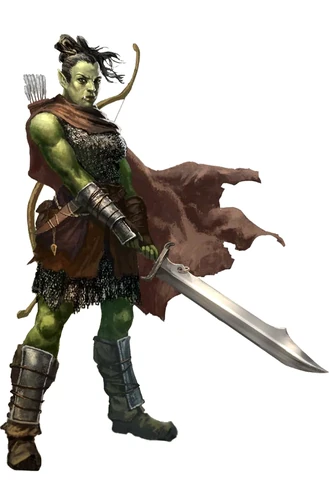 Half Orc Barbarian Falchion
