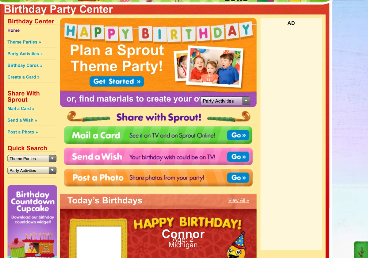 Sprout's Birthday Party Center | PBS Kids Sprout TV Wiki | Fandom