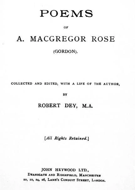 Alexander MacGregor Rose | Penny's poetry pages Wiki | Fandom