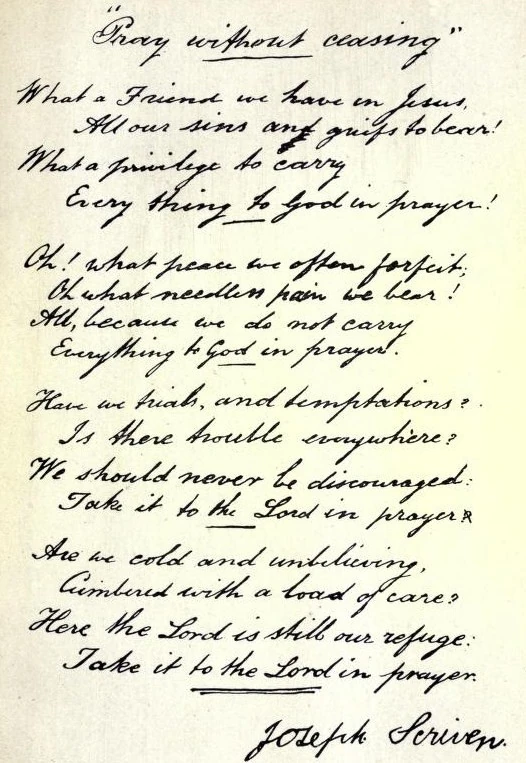 Pray Without Ceasing / Joseph Scriven | Penny's poetry pages Wiki | Fandom