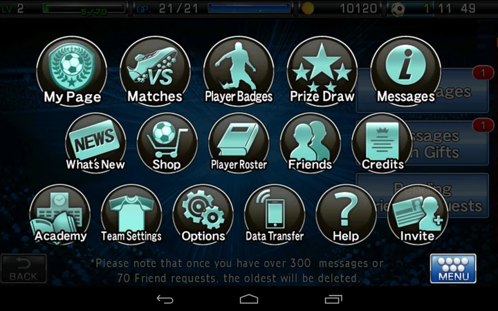 The Menu Screen | PES Manager Wiki | Fandom