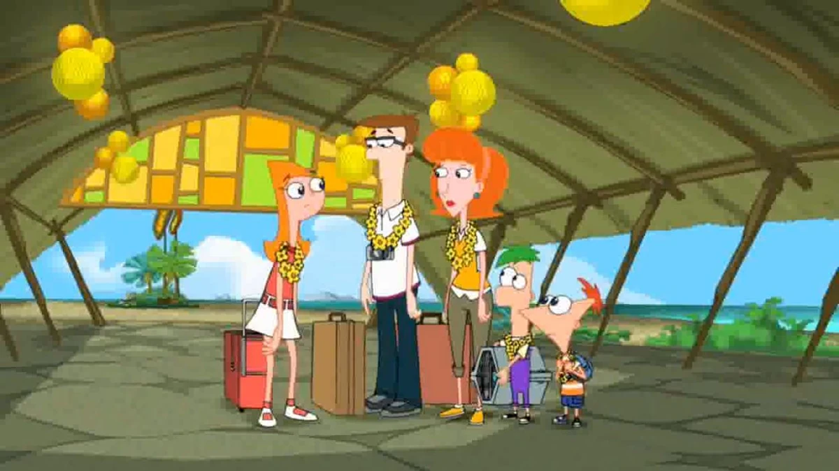 Phineas E Ferb Vanessa In Bikini Schöne Gebräunte Frau Der Karikatur