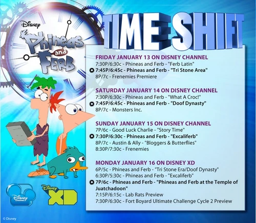 Blog de usuário:Alfa9delta/Calendário do "Time Shift Weekend" | Phineas e Ferb Wiki | Fandom