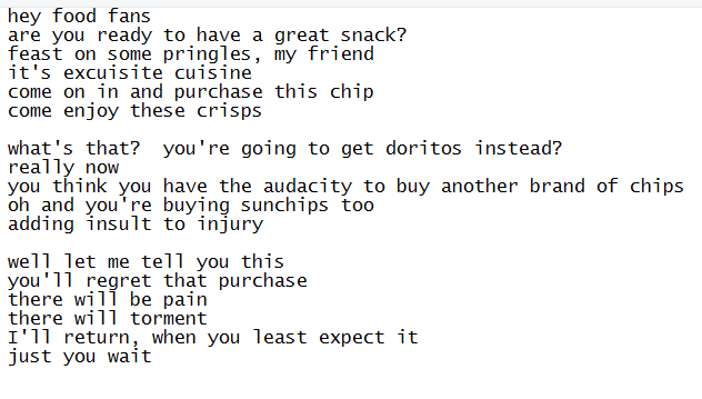 pringle advert | PilotRedSun community | Fandom