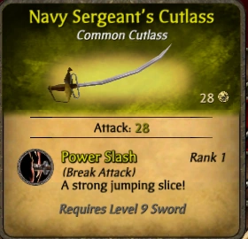 Navy Sergeant's Cutlass | Pirates Online Wiki | Fandom