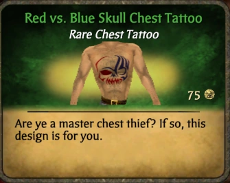 Red Vs. Blue Skull Chest Tattoo | Pirates Online Wiki | Fandom