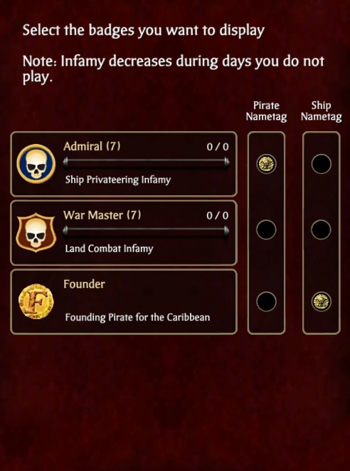 Badges (Menu) | Pirates Online Wiki | Fandom