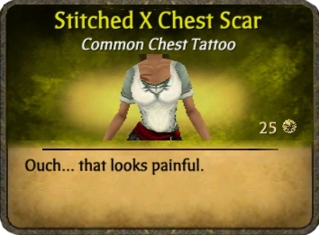 Stitched X Chest Scar | Pirates Online Wiki | Fandom