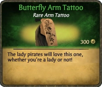 Butterfly Arm Tattoo | Pirates Online Wiki | Fandom