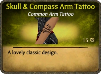 Skull & Compass Arm Tattoo | Pirates Online Wiki | Fandom