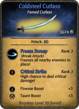 Coldsteel Cutlass | Pirates Online Wiki | Fandom