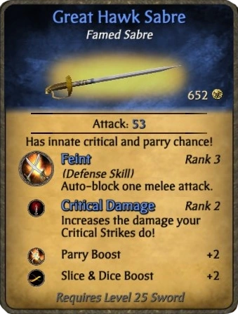 Great Hawk Sabre | Pirates Online Wiki | Fandom