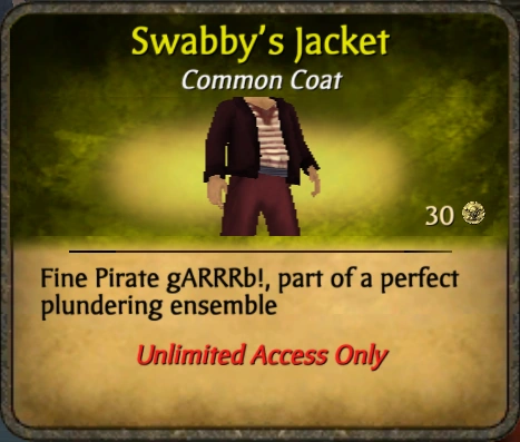 Swabby's Jacket | Pirates Online Wiki | Fandom