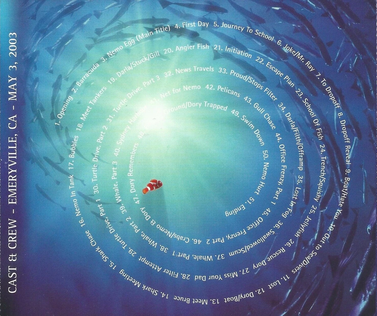 Finding Nemo Cast and Crew Soundtrack | Pixar Wiki | Fandom