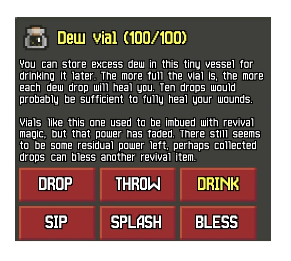 Sprouted Pixel Dungeon/Dew Vial | Pixel Dungeon Wiki | Fandom