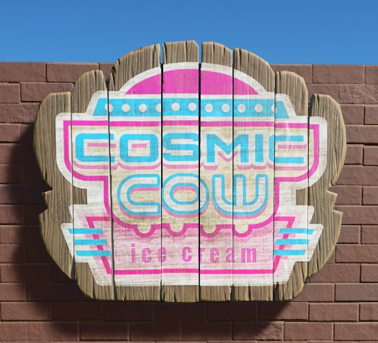Cosmic Cow Ice Cream Sign - Wall Sign 6 Wooden | Planet Coaster Wiki ...