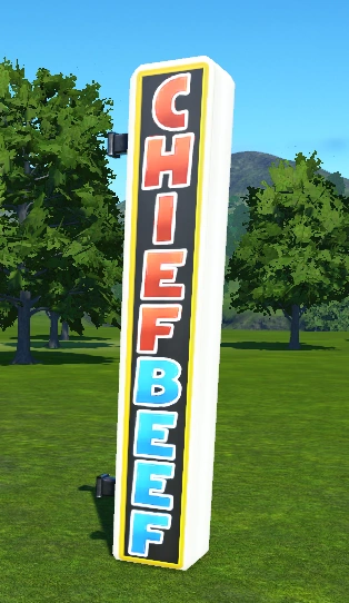 Chief Beef Sign - Projecting Sign 1 Lit | Planet Coaster Wiki | Fandom