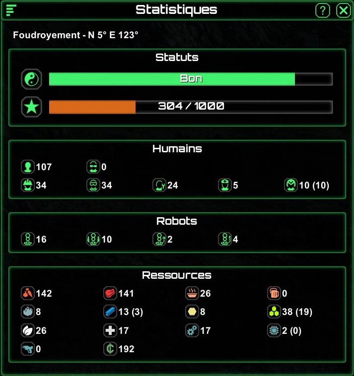 Statistiques | Wikia Planetbase | Fandom