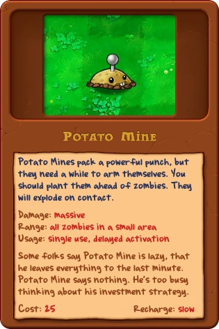 Potato Mine | Plants vs. Zombies Wiki Tiếng Việt | Fandom