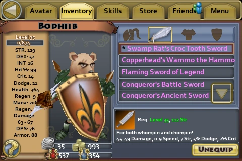 Swamp Rat's Croc Tooth Sword | Pocket Legends Wiki | Fandom