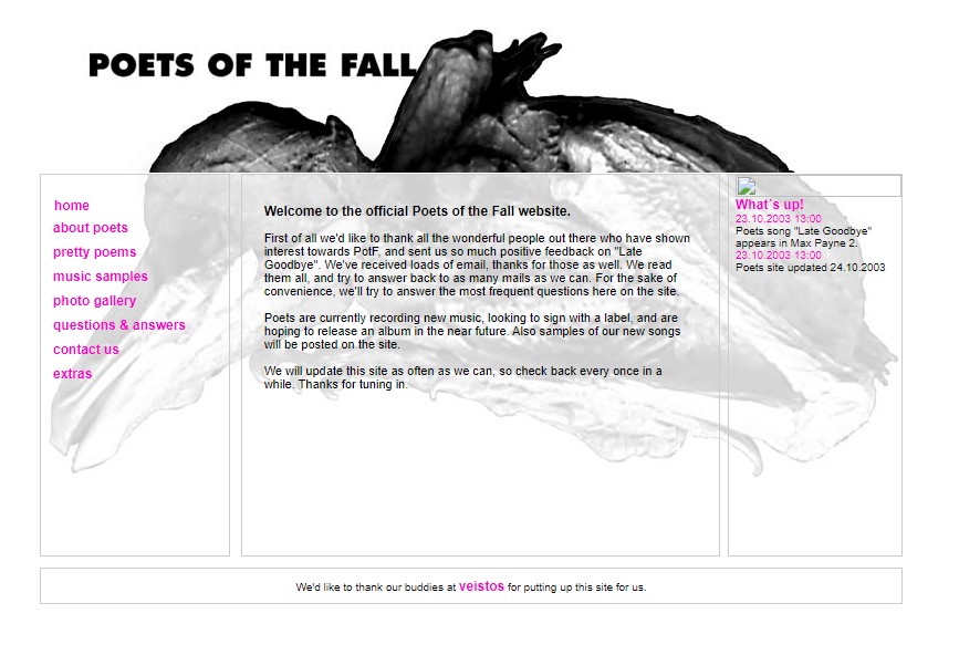 Potf Website Poets Of The Fall Wiki Fandom
