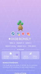 Bonsly | Pokémon GO Wiki | Fandom
