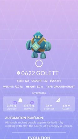 Golett Evolution Chart