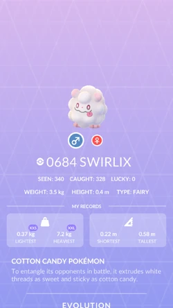 Swirlix Evolution Pokemon Go
