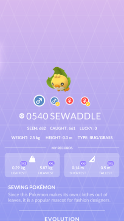 Sewaddle Evolution Chart