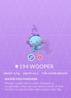 Grafico De Evolucao Do Wooper Wooper | Pokémon GO Wiki | Fandom
