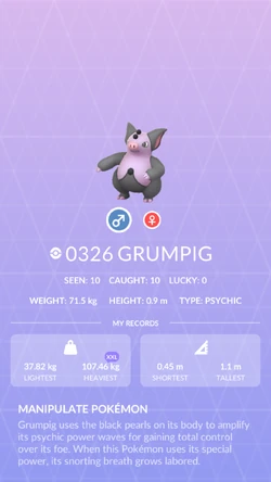 Pokemon Grumpig Evolution