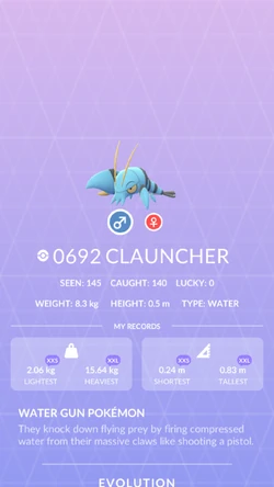 Clauncher Evolution Chart