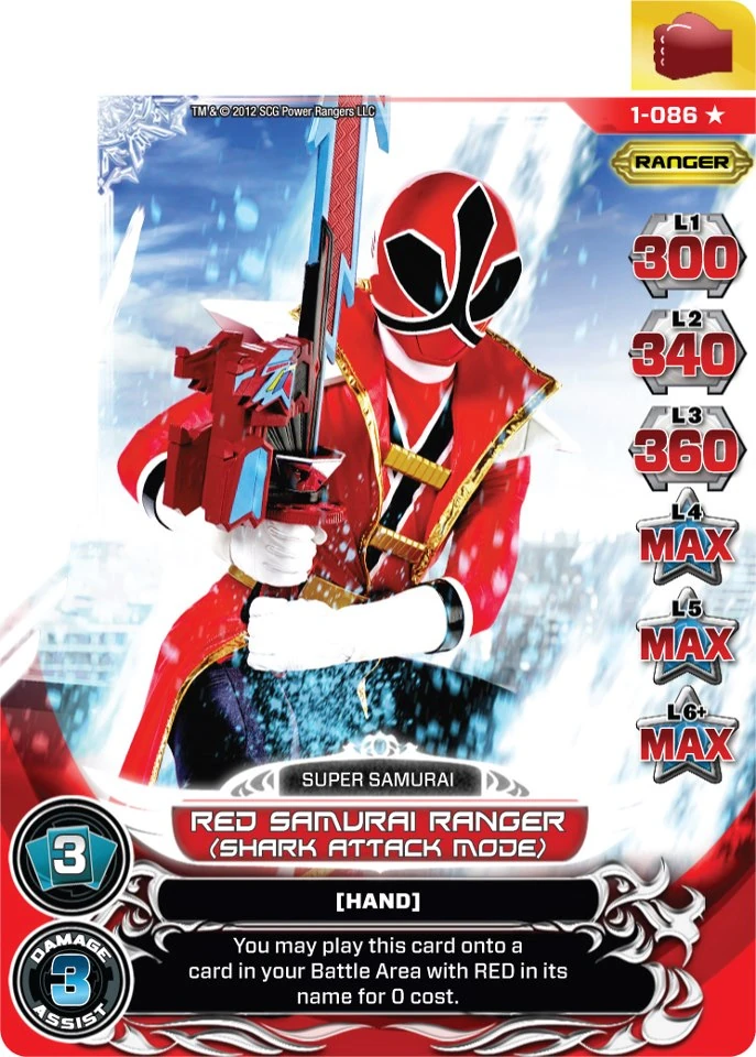 Red Super Samurai Ranger (Shark Attack Mode) (1-086) | PRACG Wiki | Fandom
