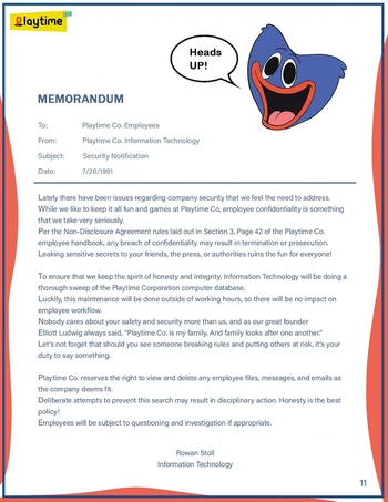Playtime Co. Memorandum | Poppy Playtime Wiki | Fandom