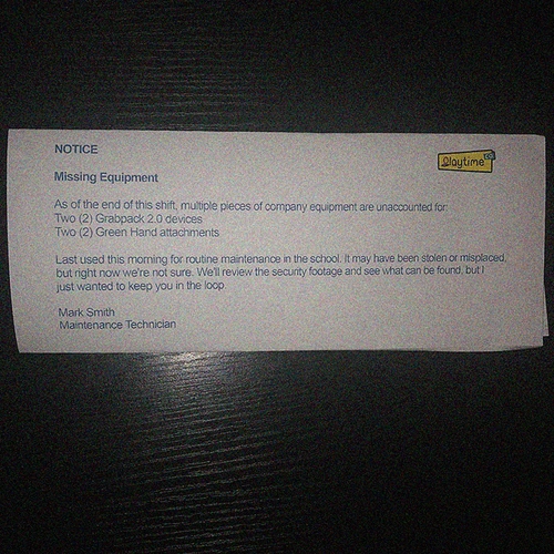 Missing Equipment Notice | Poppy Playtime Wiki | Fandom