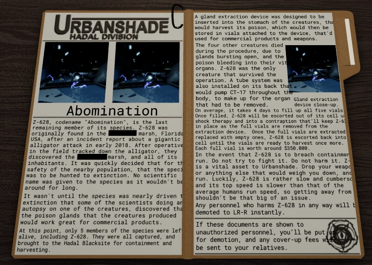 Documents/Abomination | Pressure Wiki | Fandom