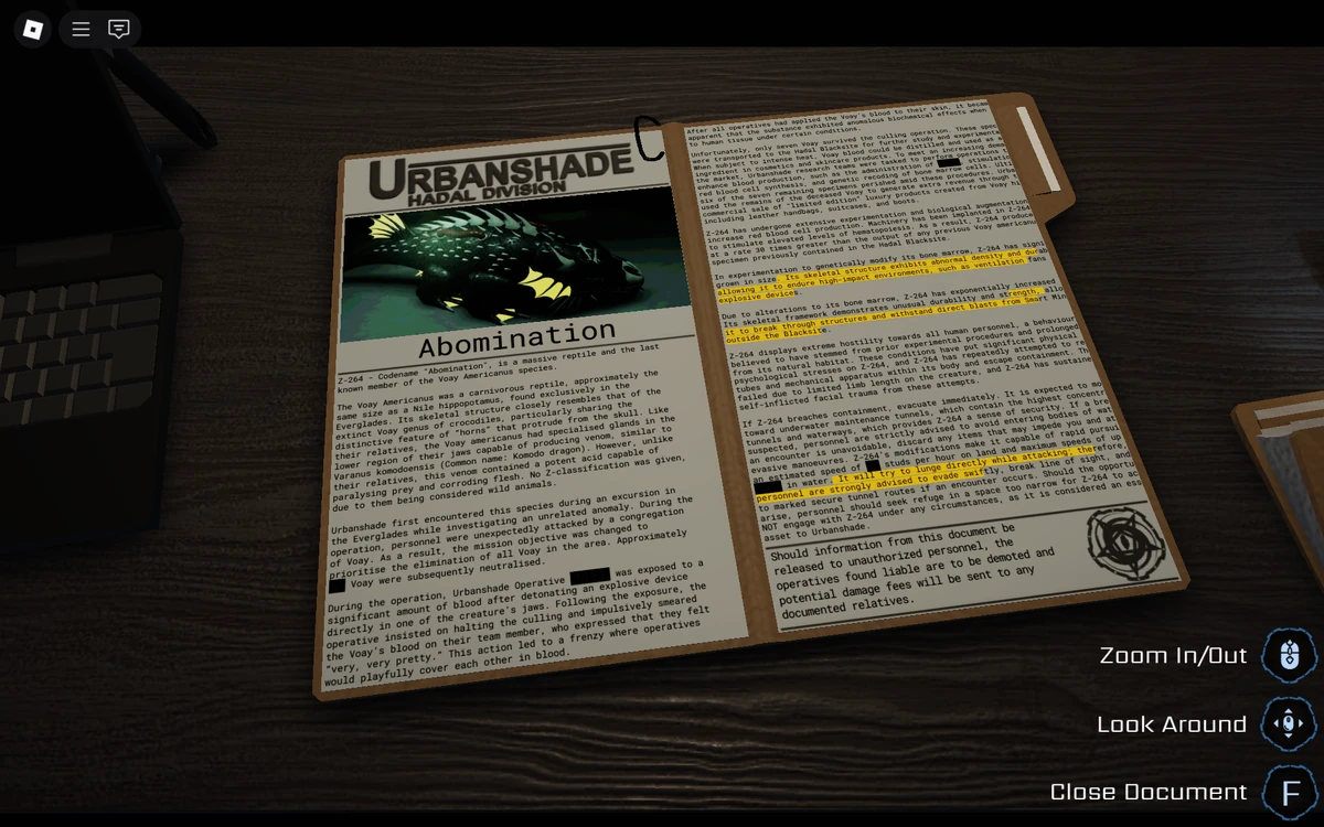 Documents/Abomination | Pressure Wiki | Fandom