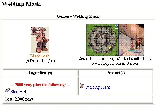Welding Mask Quest | Philippine Ragnarok Online Wiki | Fandom