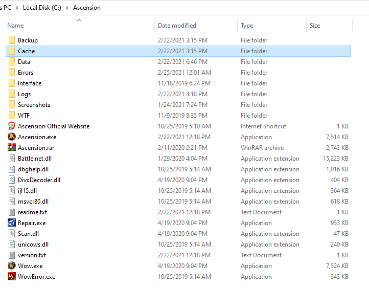 Clear cache | Project Ascension Wiki | Fandom