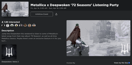 Metallica x Deepwoken '72 Seasons' Listening Party | Deepwoken Wiki ...