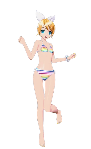 Kagamine Rin Striped Bikini | Project DIVA Wiki | Fandom
